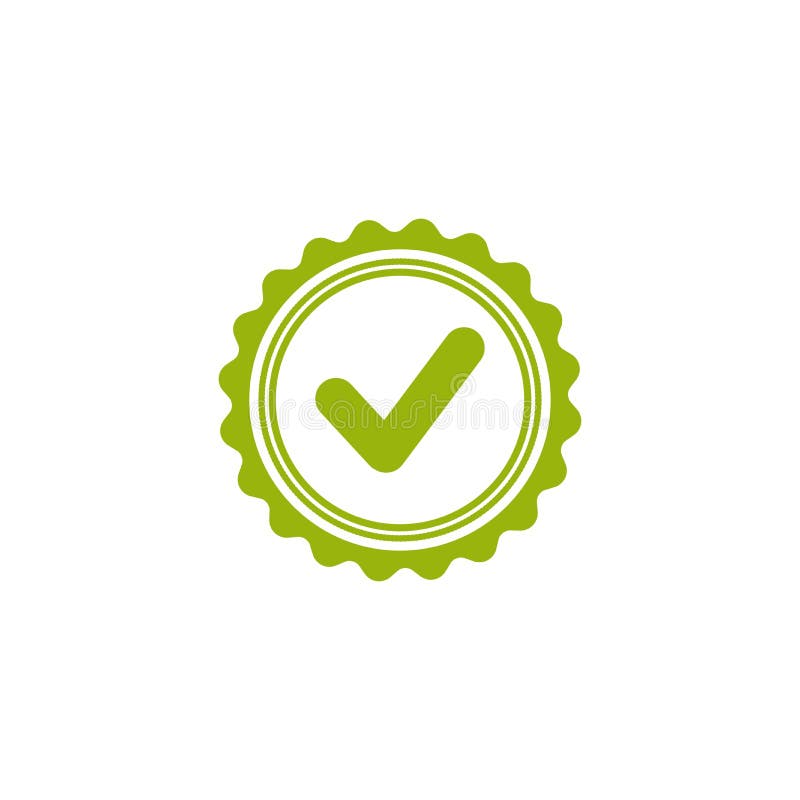 Valid Seal Icon. Green Circle with Ribbon Outline and White Tick Stock ...