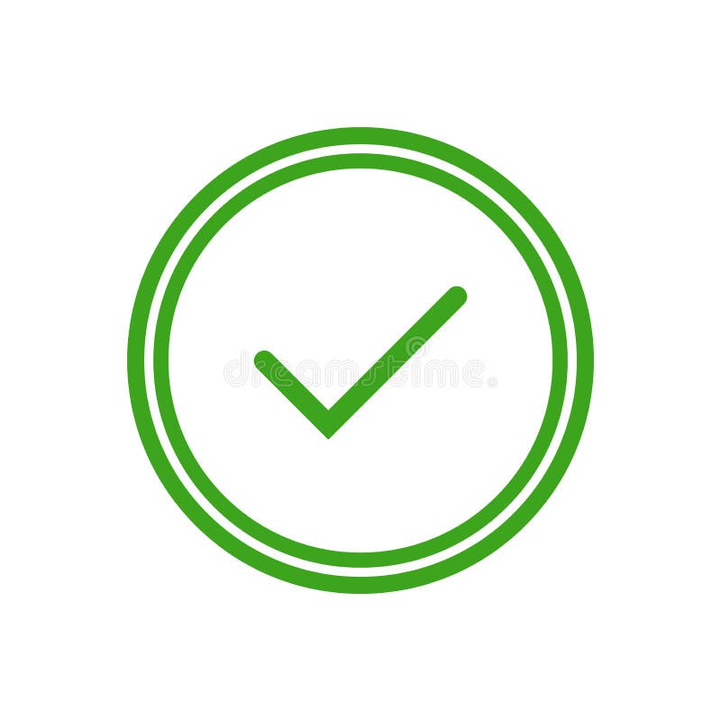 Valid Seal Icon. Green Circle with Green Tick. Flat OK Sticker Icon ...
