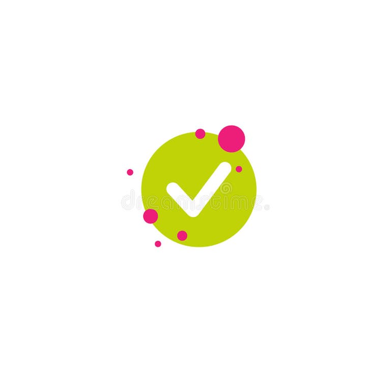 Valid Seal Icon. Green Tick. Flat OK Sticker Icon. Isolated on White ...