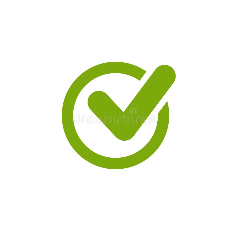 Valid Seal Icon. Green Tick. Flat OK Sticker Icon. Isolated on White ...