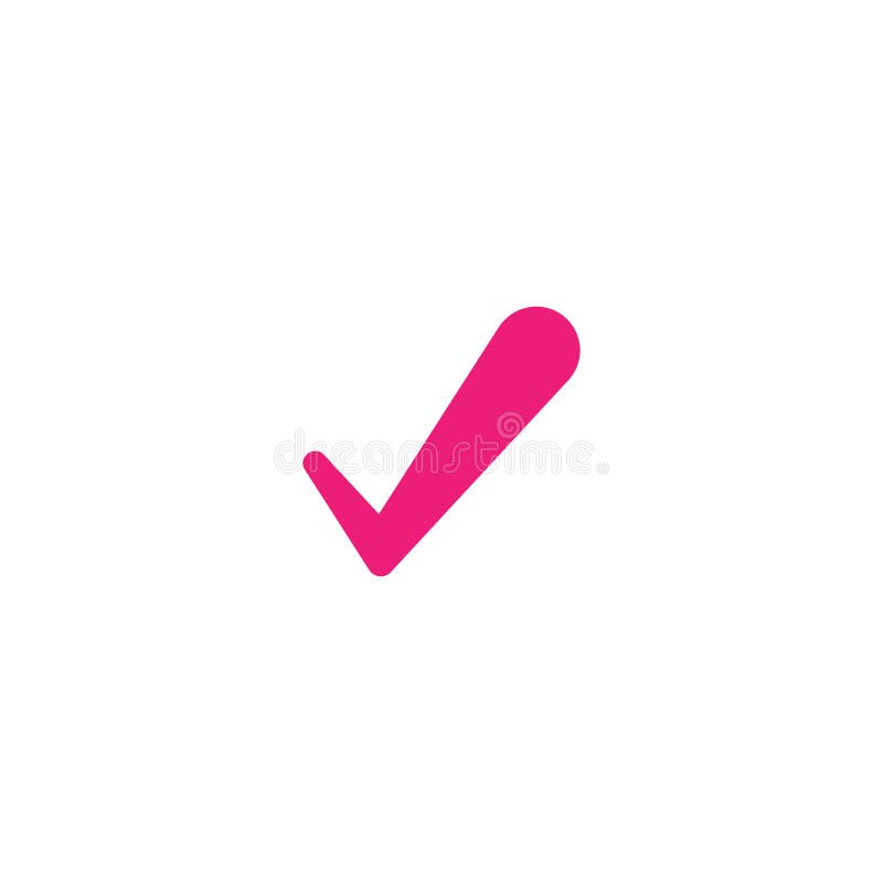 Valid Seal Icon. Pink Tick. Flat OK Sticker Icon Stock Illustration ...