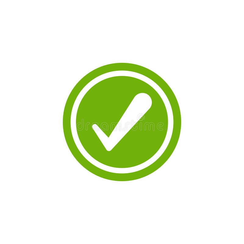 Valid Seal Icon. White Tick in Green Circle. Flat OK Sticker Icon Stock ...