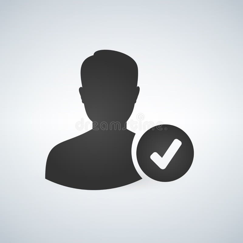 Valid User Icon. Flat Gray Iconic Symbol. Checkmark Stock Illustration ...
