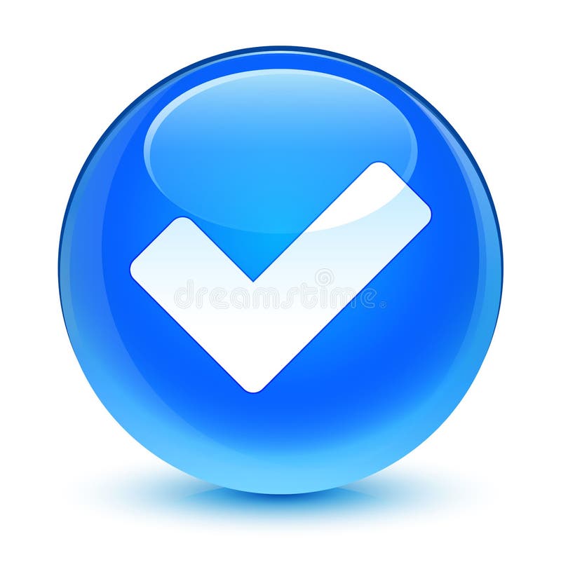 Validate Icon Glassy Cyan Blue Round Button Stock Illustration ...