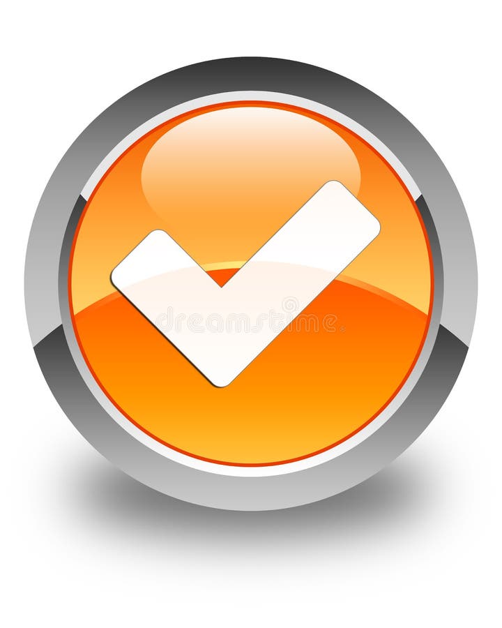 Validate Icon Glossy Orange Round Button Stock Illustration ...