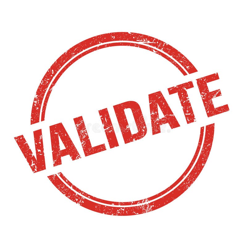 VALIDATE Text Written on Purple Indigo Grungy Round Stamp Stock ...