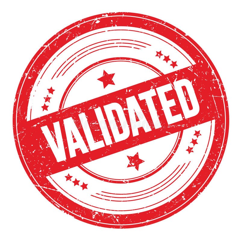 VALIDATED Text on Red Round Grungy Stamp Stock Illustration ...