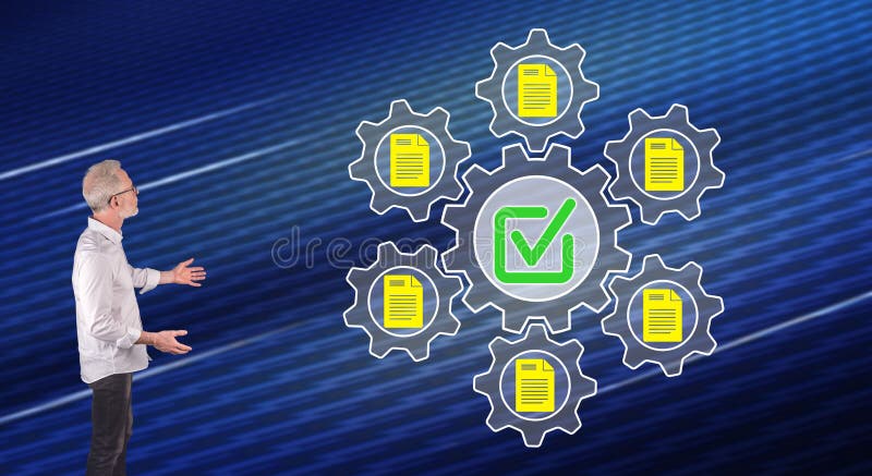 Validation Concept Explained by a Businessman on a Wall Screen Stock ...