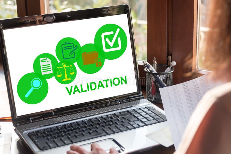 Validation Concept on a Laptop Screen Stock Image - Image of symbol ...