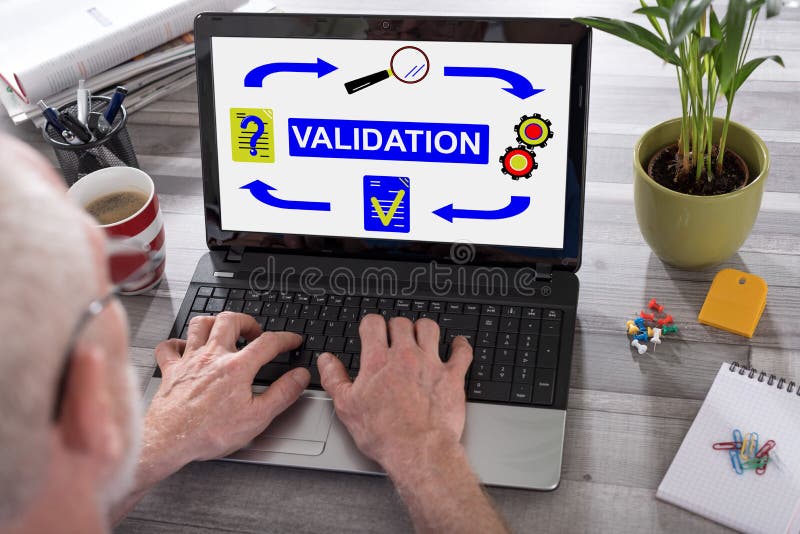 Validation Concept on a Laptop Screen Stock Image - Image of right ...