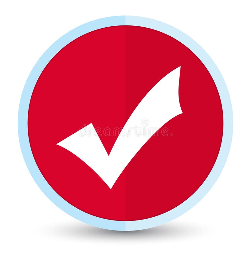 Validation Icon Flat Prime Red Round Button Stock Vector - Illustration ...