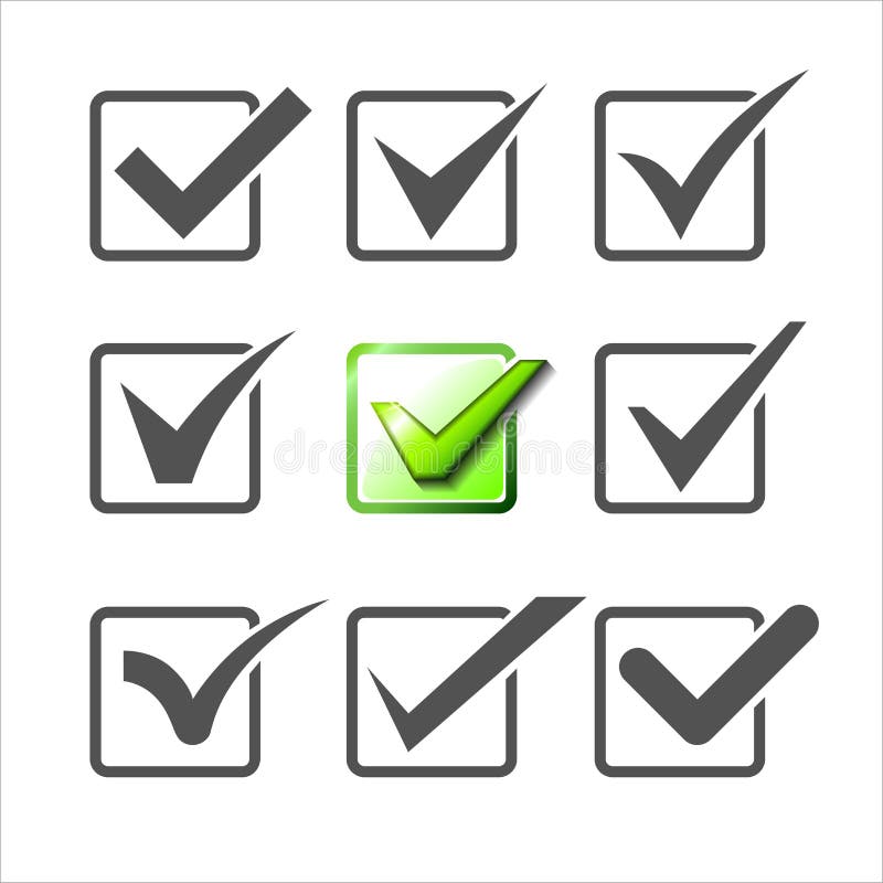 Validation Icons Set of Nine Different Check Marks. Stock Illustration ...