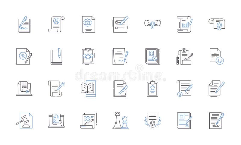 Validation Line Icons Collection Verification Authentication