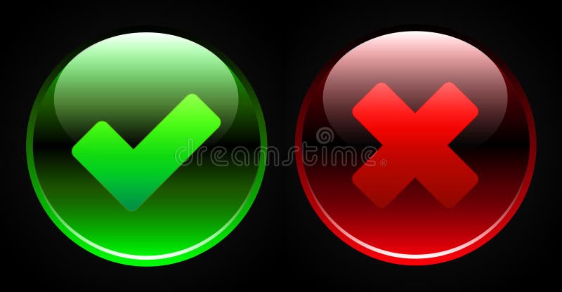 Set of Red X and Green Check Mark Icons. Cross and Tick Symbols ...