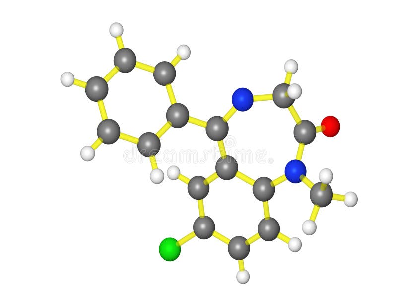 Molécule De Modèle De Valium De Diazepam Illustration Du Vecteur 3d ...