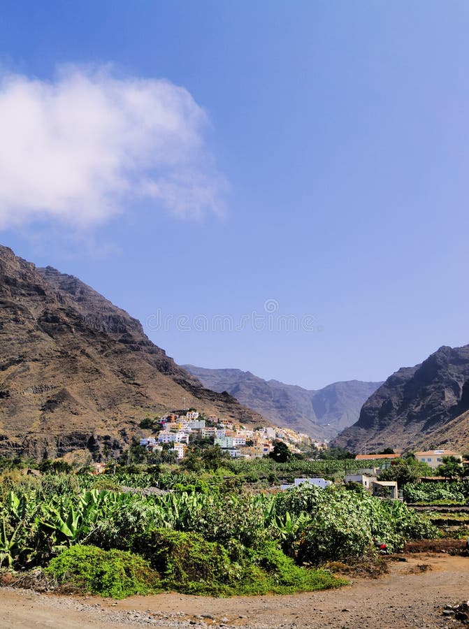 Valle Gran Rey on Gomera stock photo. Image of hill, exotic - 32734828