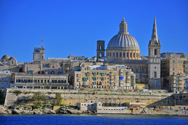 Valletta stock image. Image of grey, skyline, heritage - 38043325