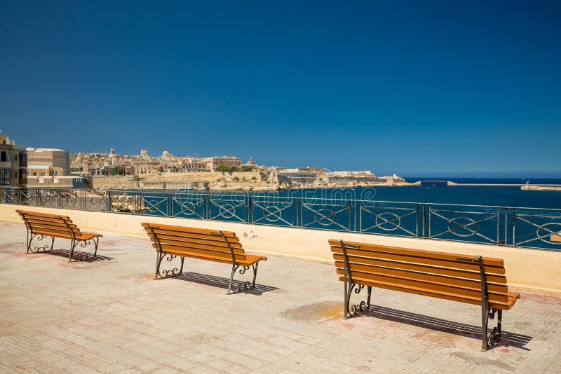 Valletta Bay and Waterfront View Stock Image - Image of blue, boat ...