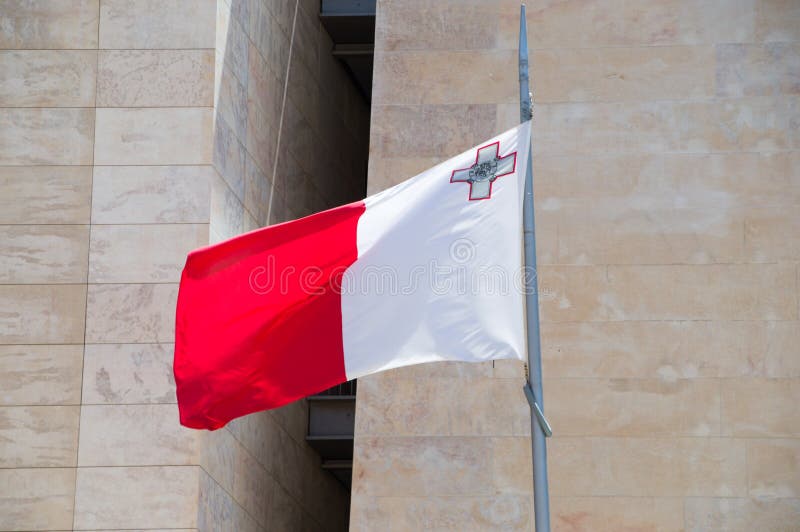 Valletta, Malta - May 9, 2017: National Flag of Malta. White and Red ...