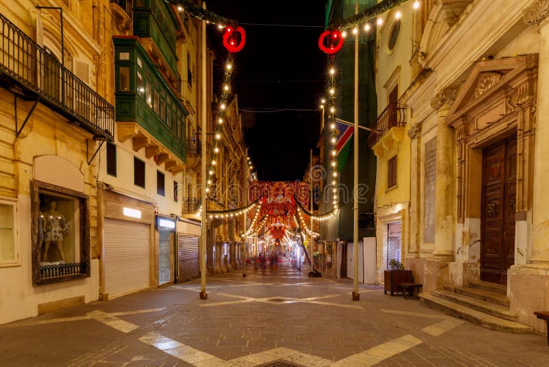 Valletta. Street of the Republic. Stock Photo - Image of evening, malta ...