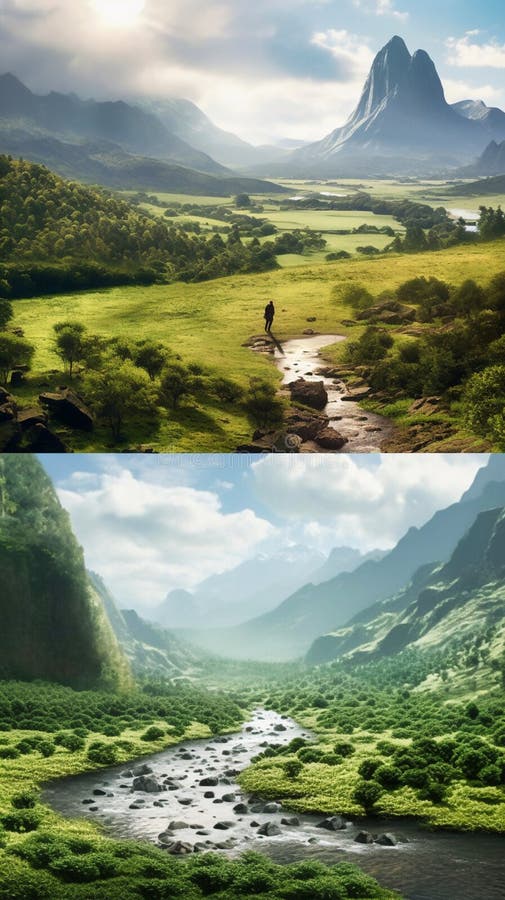 The Valley Beyond a Breathtaking Landscape of West, Generative AI Stock ...