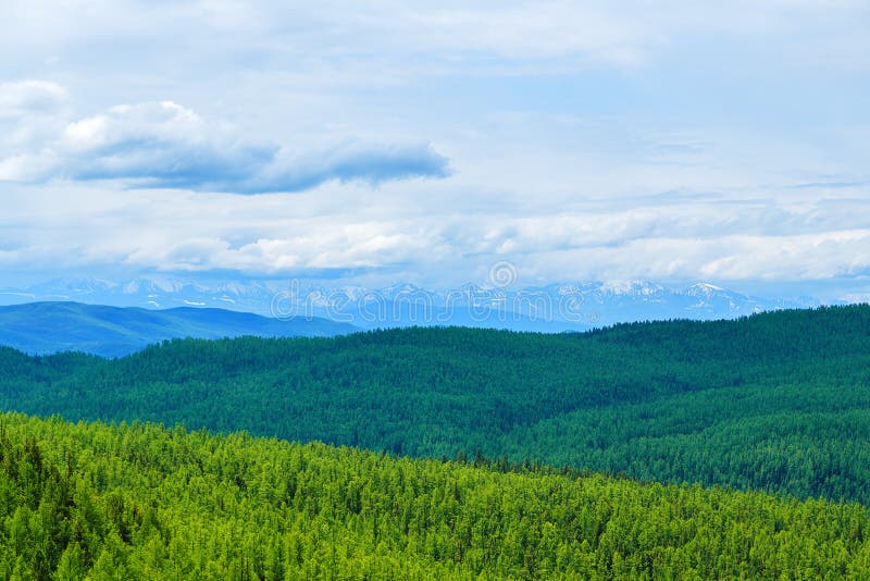 Valley in the Distance Against the Backdrop of Peaks Stock Image ...