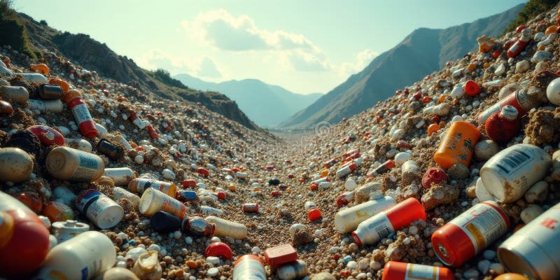 A Valley Filled with Discarded Containers and Debris, a Stark Visual ...