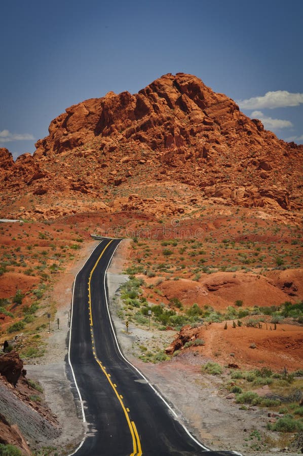 Valley of Fire Road stock photo. Image of highway, cactus - 20594432