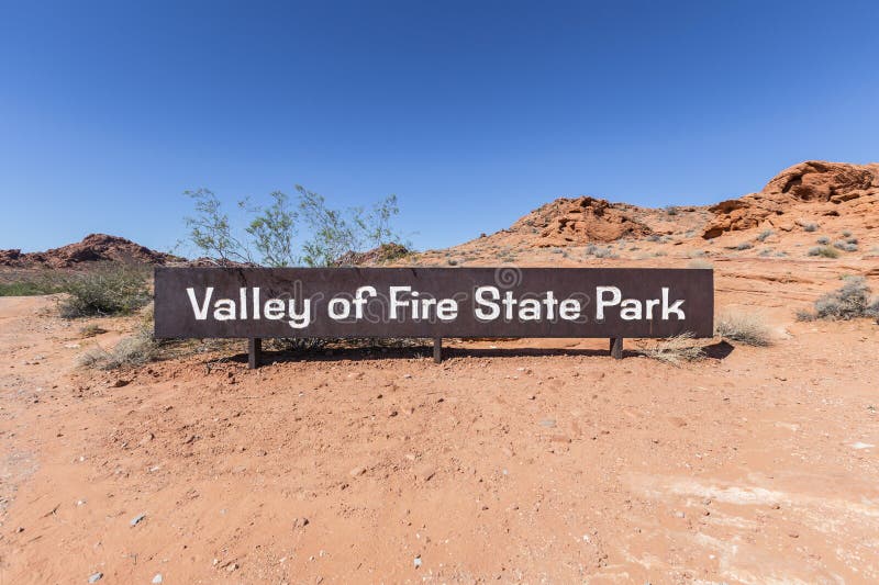 Valley of Fire State Park Entrance Sign in Southern Nevada Stock Image ...
