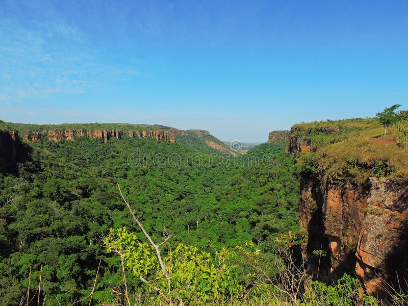 Valley Surrounded by Rock Formations Stock Image - Image of hill, tree ...