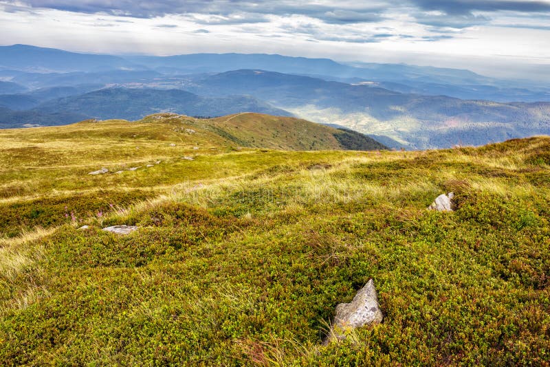 Valley on Hillside of Mountain Range Stock Photo - Image of summer ...