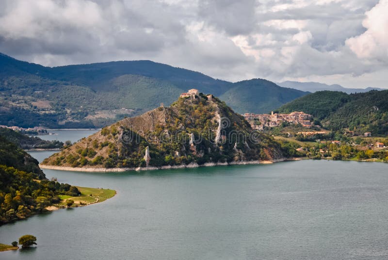 The valley of Lake Turano stock photo. Image of colle - 24998678