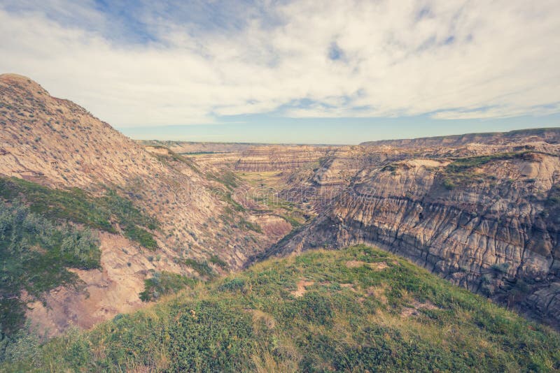Valley Landscape of the Badlands of Drumheller Stock Photo - Image of ...