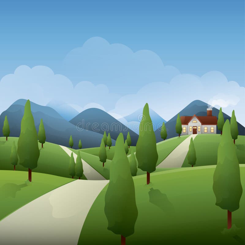 Valley Landscape. Vector Illustration Decorative Design Stock Vector ...