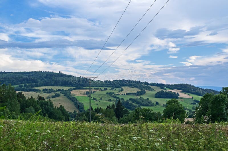 In the valley. stock photo. Image of blue, field, sunny - 97252730