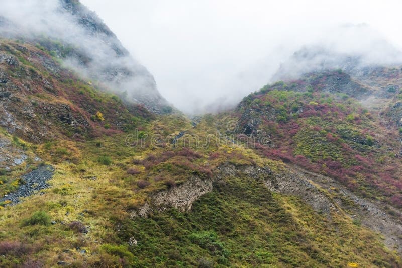 Valley in the mist stock photo. Image of outdoor, hills - 43855814