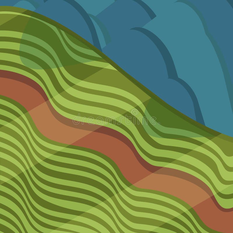 Valley with Road and Mountains Stock Vector - Illustration of square ...