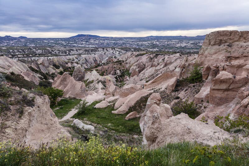 Valley with the Sandy Mountains of Cappadocia. Beautiful Landscape ...