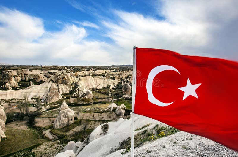 Valley with the Sandy Mountains of Cappadocia Stock Photo - Image of ...