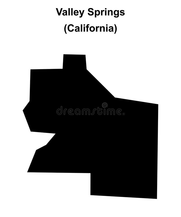 Valley Springs outline map stock vector. Illustration of california ...