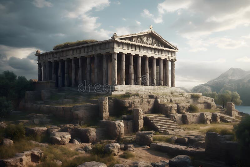 Valley of the Temples. Ancient Greek Temple Stock Illustration ...