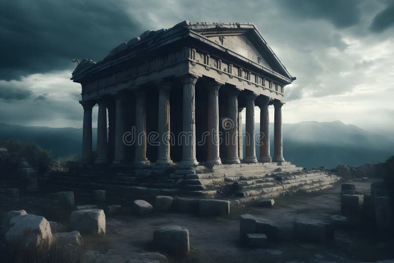 Valley of the Temples. Ancient Greek Temple Stock Illustration ...