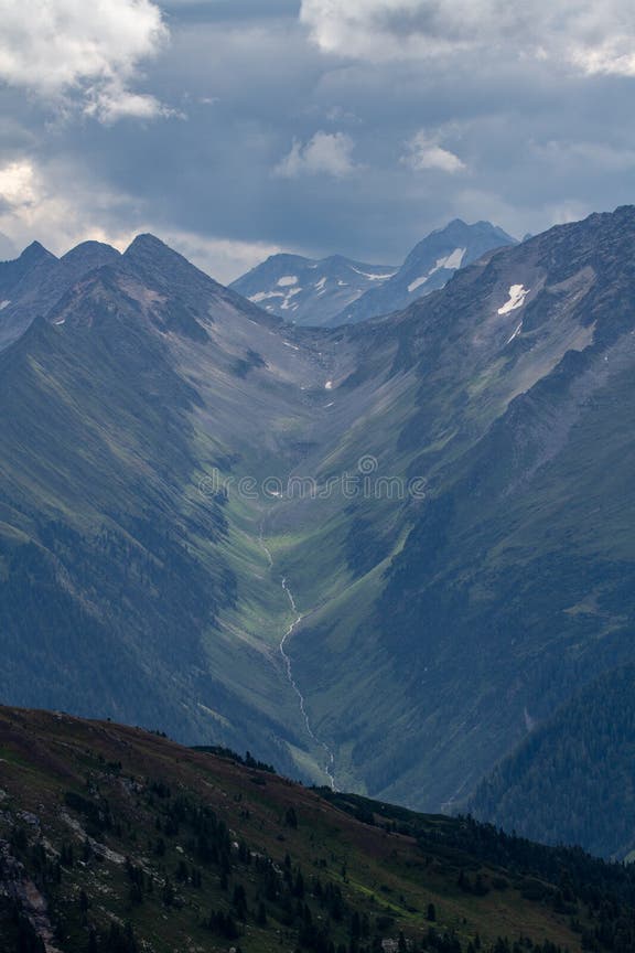Valley between Two Mountains in the Alps Stock Photo - Image of ...