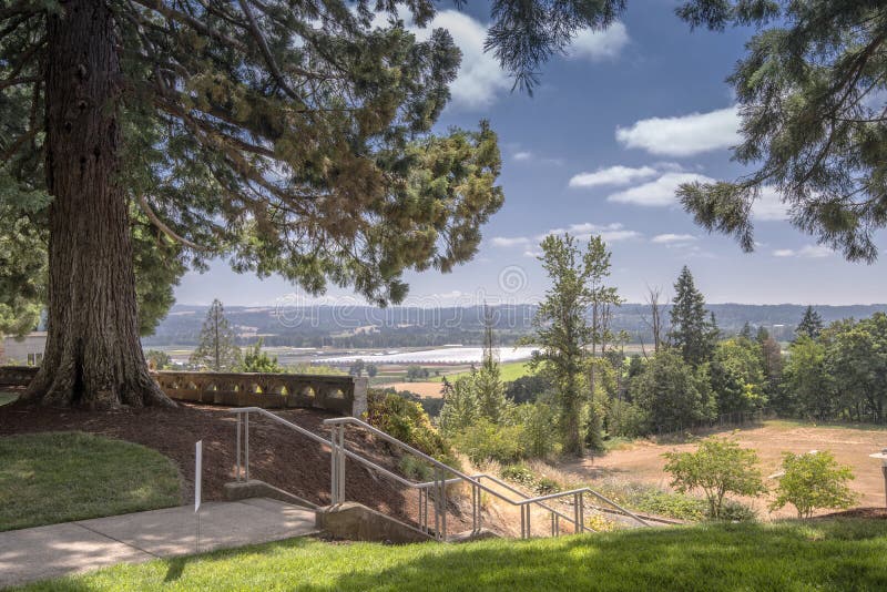 Valley View from Mt. Angel Abbey Grounds Oregon. Stock Image - Image of ...