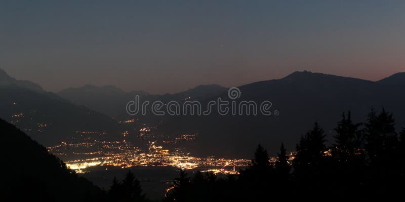 Valley View at Night stock photo. Image of formation - 128388710