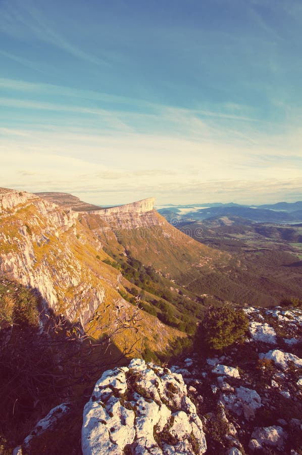Valley View at Sunrise from the Top of the Mountains Stock Photo ...