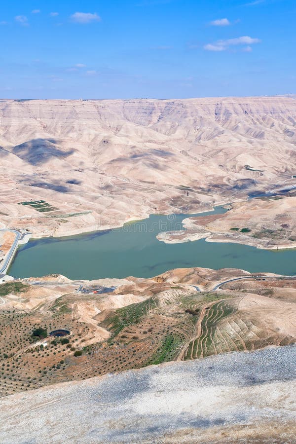 Valley of Wadi Al Mujib River and Dam, Jordan - 3 Stock Image - Image ...