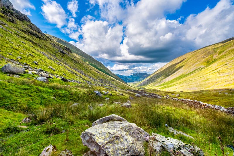 Valleys and Mountains at the Lake District in England Stock Photo ...