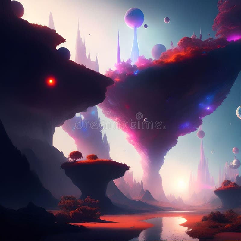 Valleys and Peaks on a Desolate Planet in Outer Space Stock ...