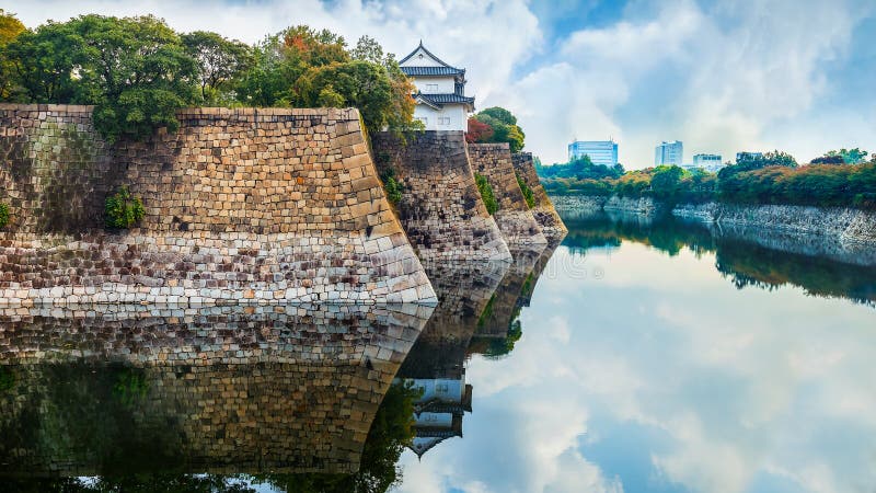 Vallgrav Av Osaka Castle I Osaka, Japan Fotografering för Bildbyråer ...